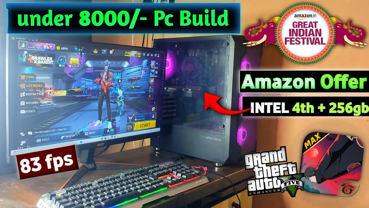 ₹8000 Gaming PC Build 🔥 | Cheapest PC for Free Fire, GTA V, Minecraft ...