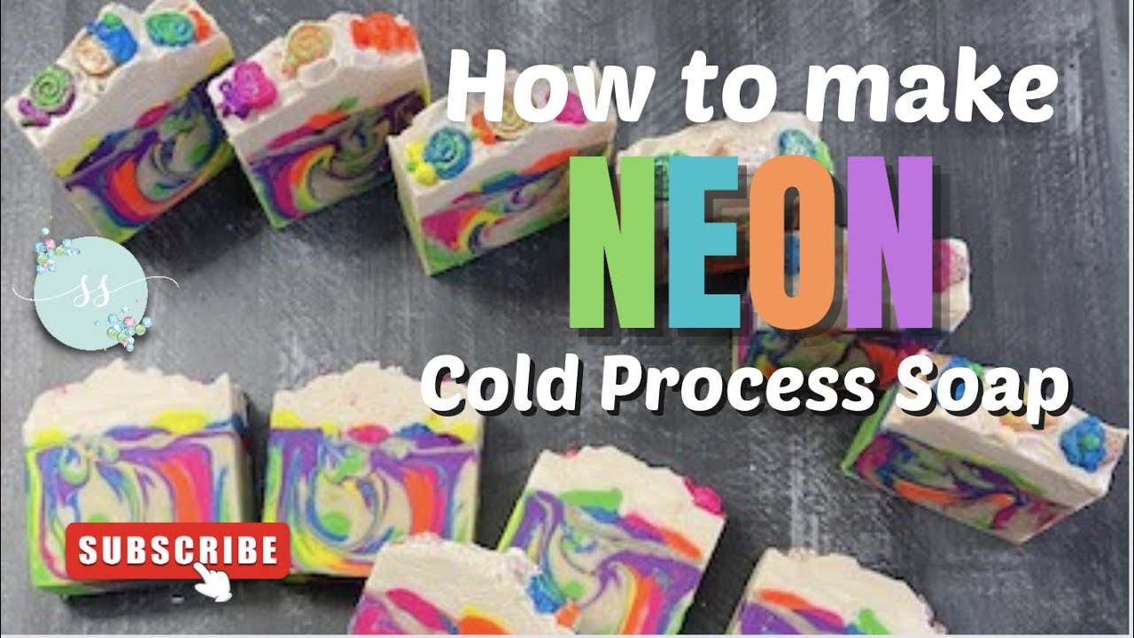 How to make NEON Colored Cold Process Soap with CANDY Soap Dough embeds ...