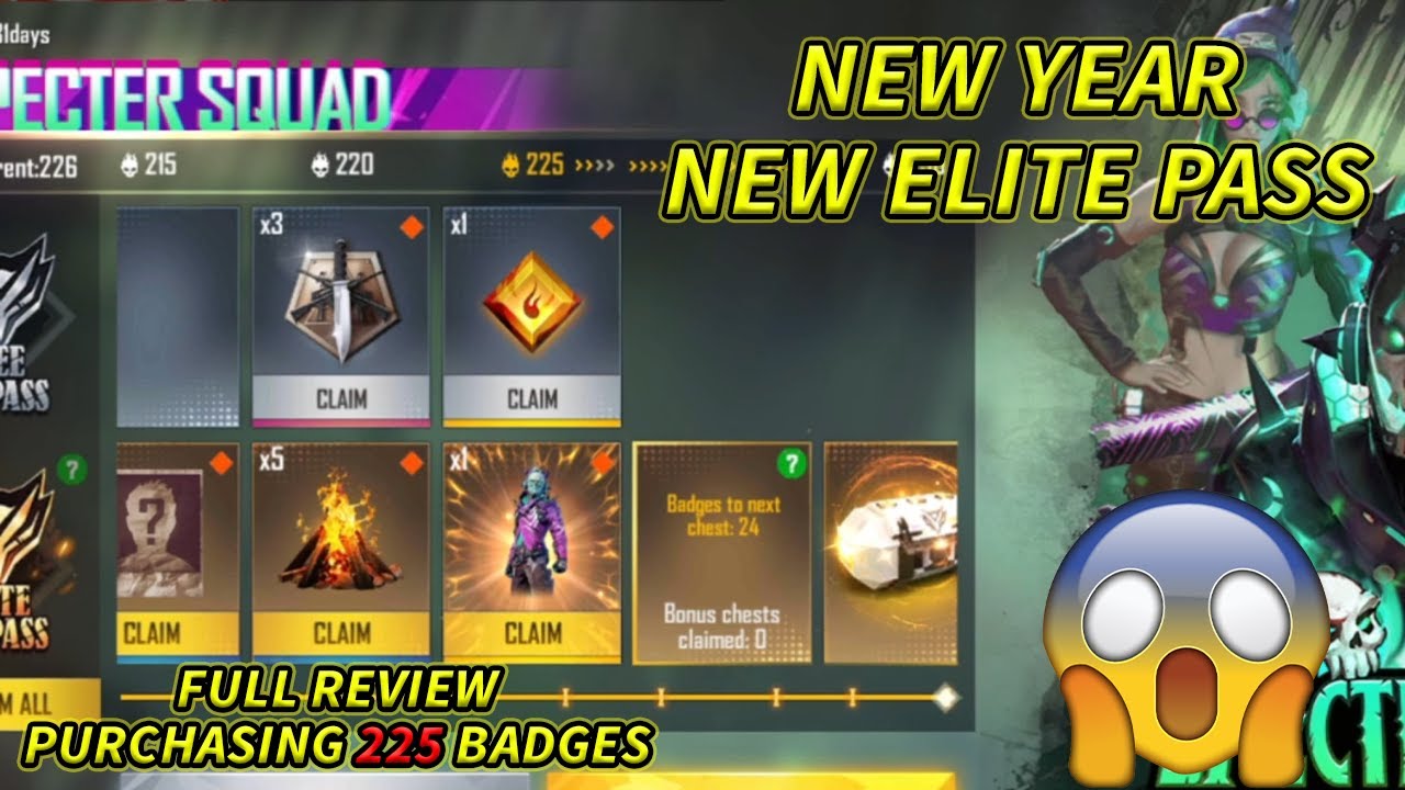 FREE FIRE NEW ELITE PASS SEASON 32 FULL REVIEW - NEW YEAR ELITE PASS ...