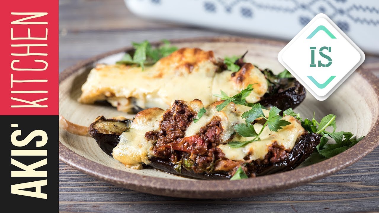 Greek baked stuffed eggplants (Papoutsakia) | Akis Petretzikis - YouTube