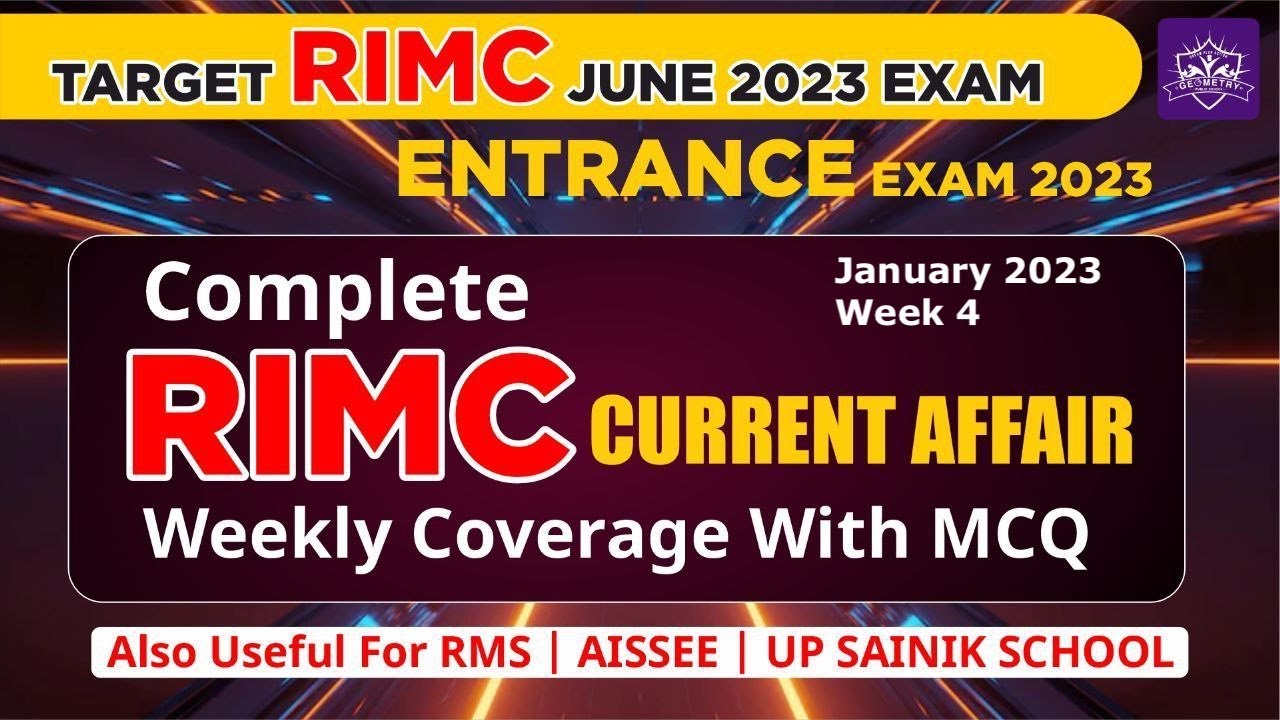 RIMC Current | Current Affair| Target RIMC Entrance Exam 2023| Weekly ...
