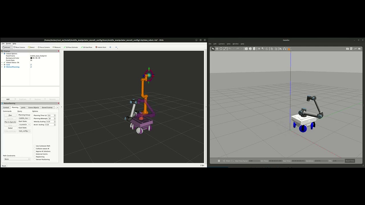 mobile manipulator sim with separately control - YouTube