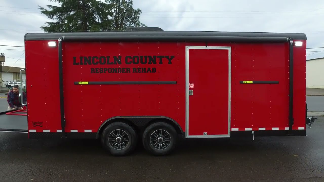 CrewBoss Custom Firefighter Rehab Trailer - YouTube