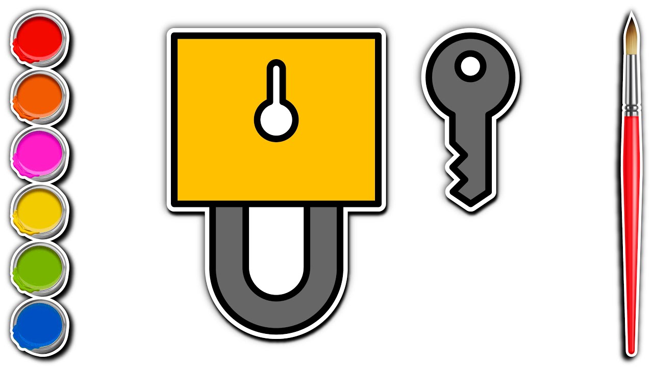 🔒 How to Draw Lock and Key Step by Step (Coloring Lock & Key) Draw Lock ...