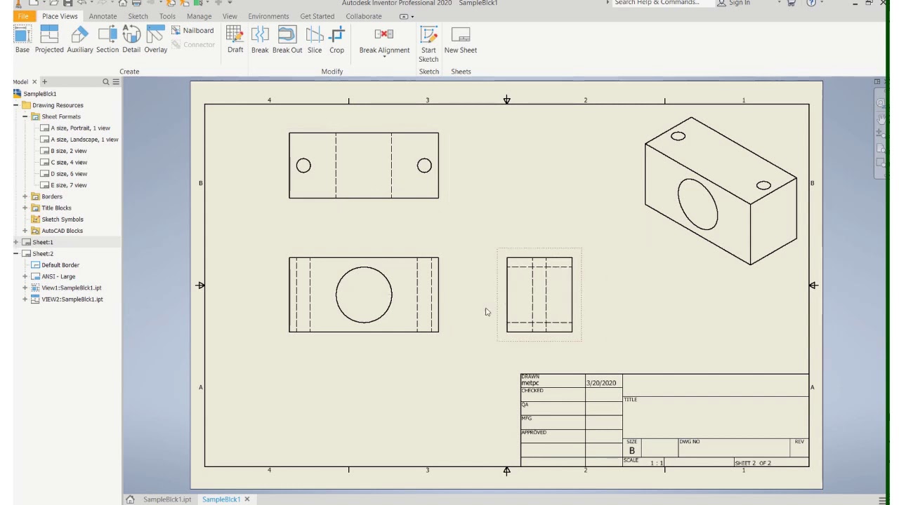 Inventor - Putting a Model on a Drawing - YouTube