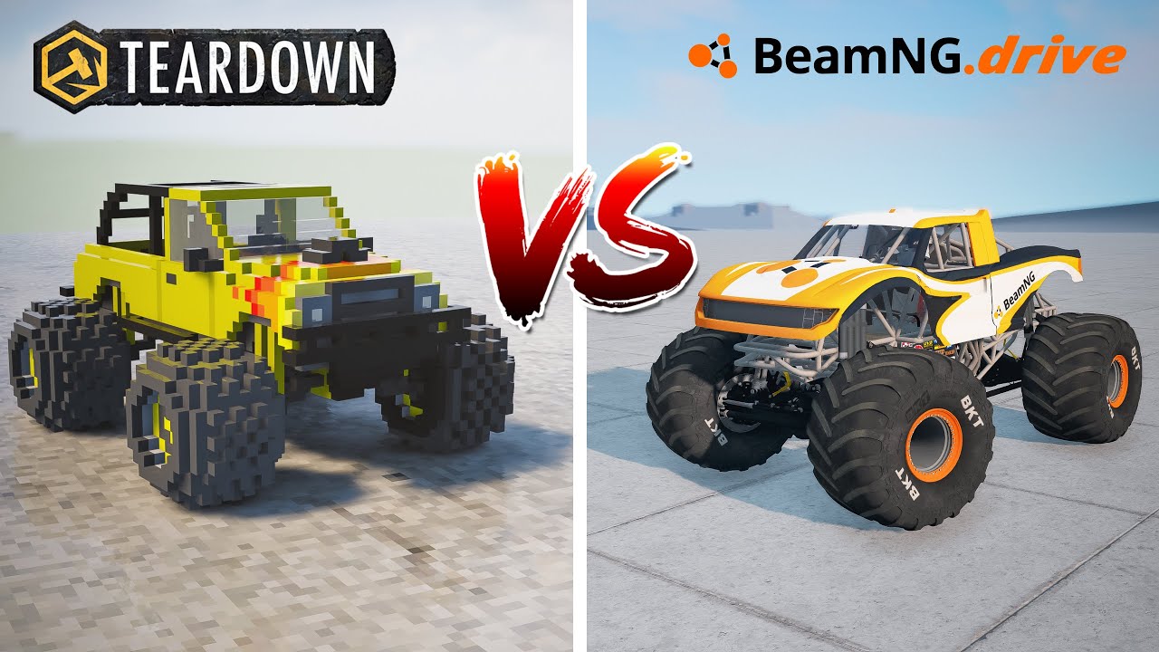 Teardown Monster Truck vs BeamNG Drive Monster Truck - YouTube