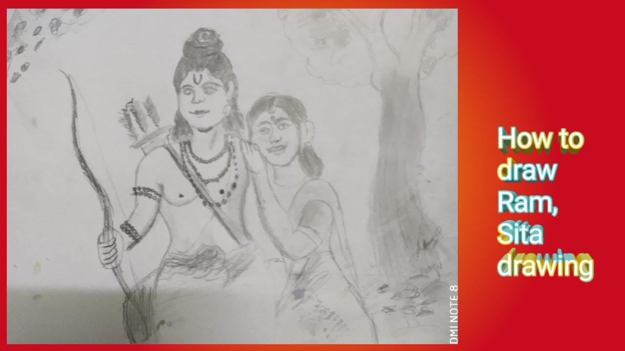 How to draw a ram and sita maa drawing with pencil sketch - YouTube