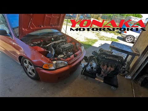Swapped An EG Hatch with a JDM B16a with YONAKA Parts!
