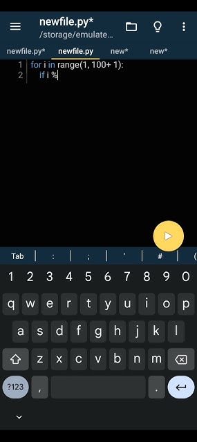 python code to print even numbers from 1-100 using your smart phone # ...