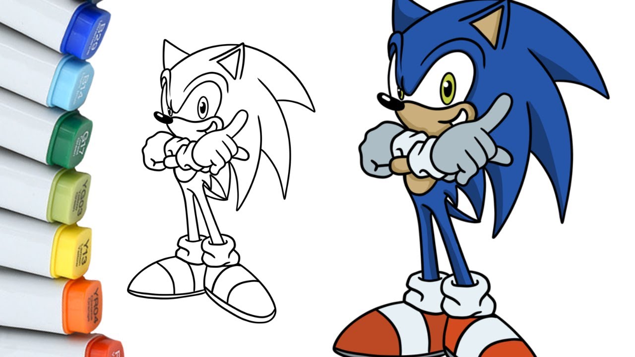 Drawing Sonic | Cartoon Sonic Pages | Sonic Colorin Page - YouTube