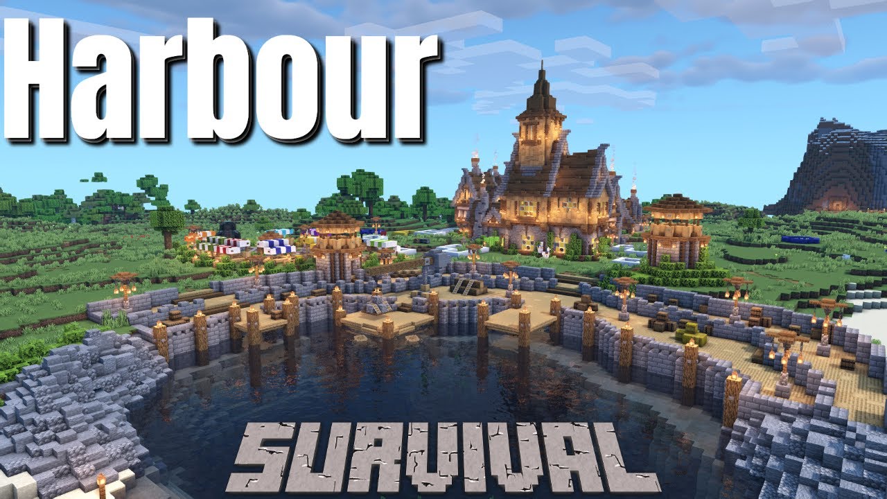Minecraft 1.16 Survival: Minecraft Harbour Minecraft Town Build ...