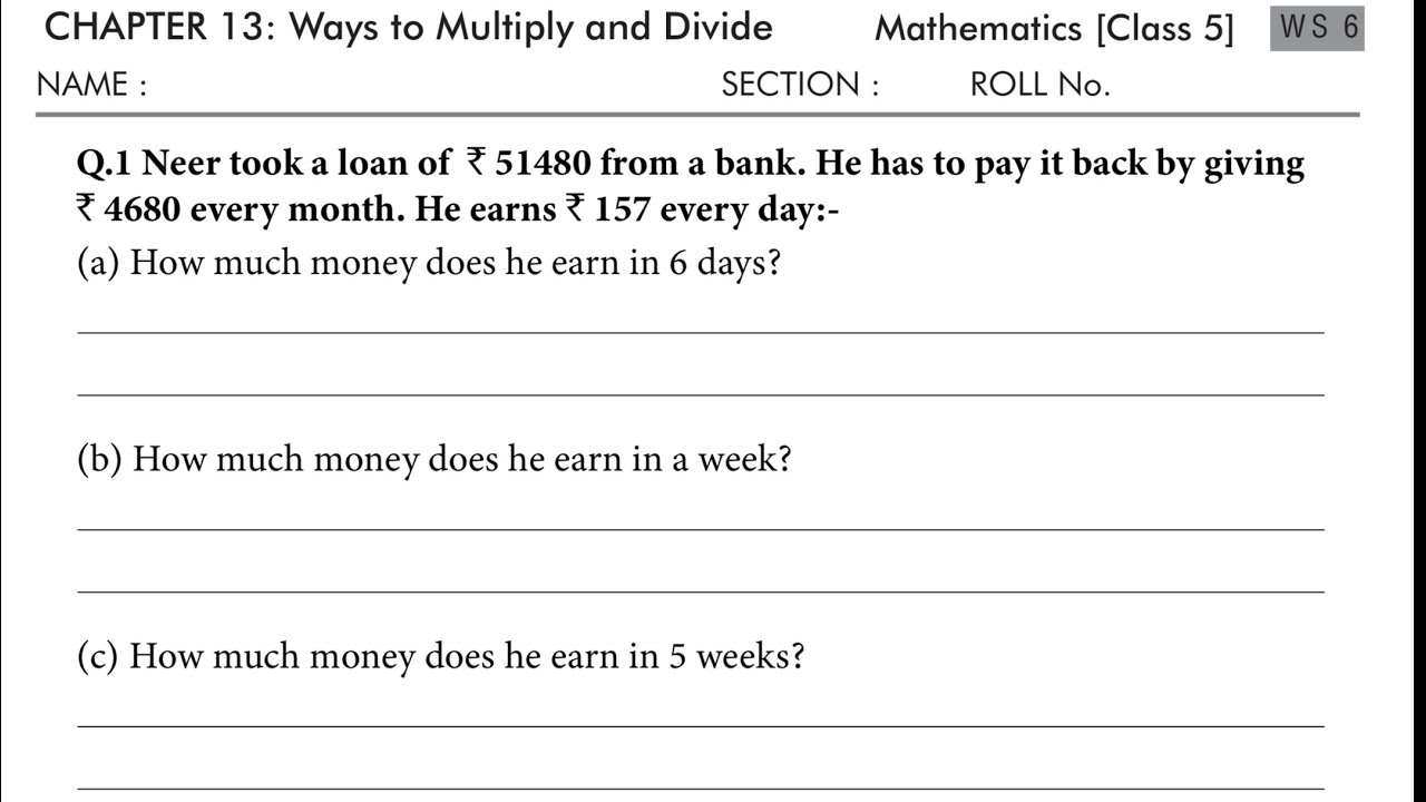Class 5 Maths Chapter 13 Ways To Multiply And Divide Worksheet class-5-maths-chapter-13-ways-to-multiply-and-divide-worksheet