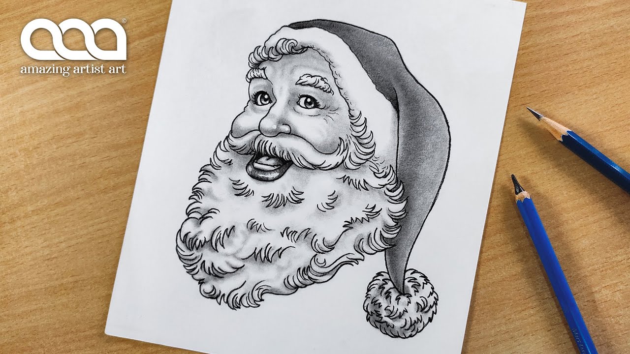 Santa Claus Face Drawing 🎅 | How To Draw Santa Claus Face 🔥 | Christmas ...