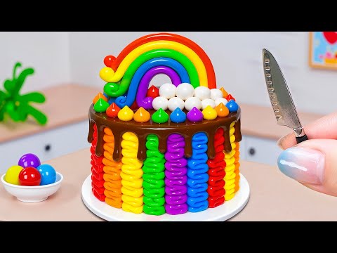Making Mini Rainbow Chocolate Cakes Step by Step 🍫  So Relaxing Mini Rainbow Cake ASMR ✨
