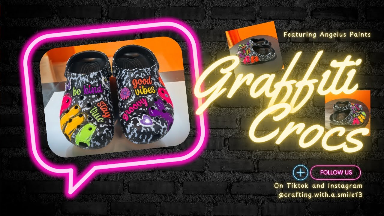 Graffiti crocs using Angelus Paints - YouTube
