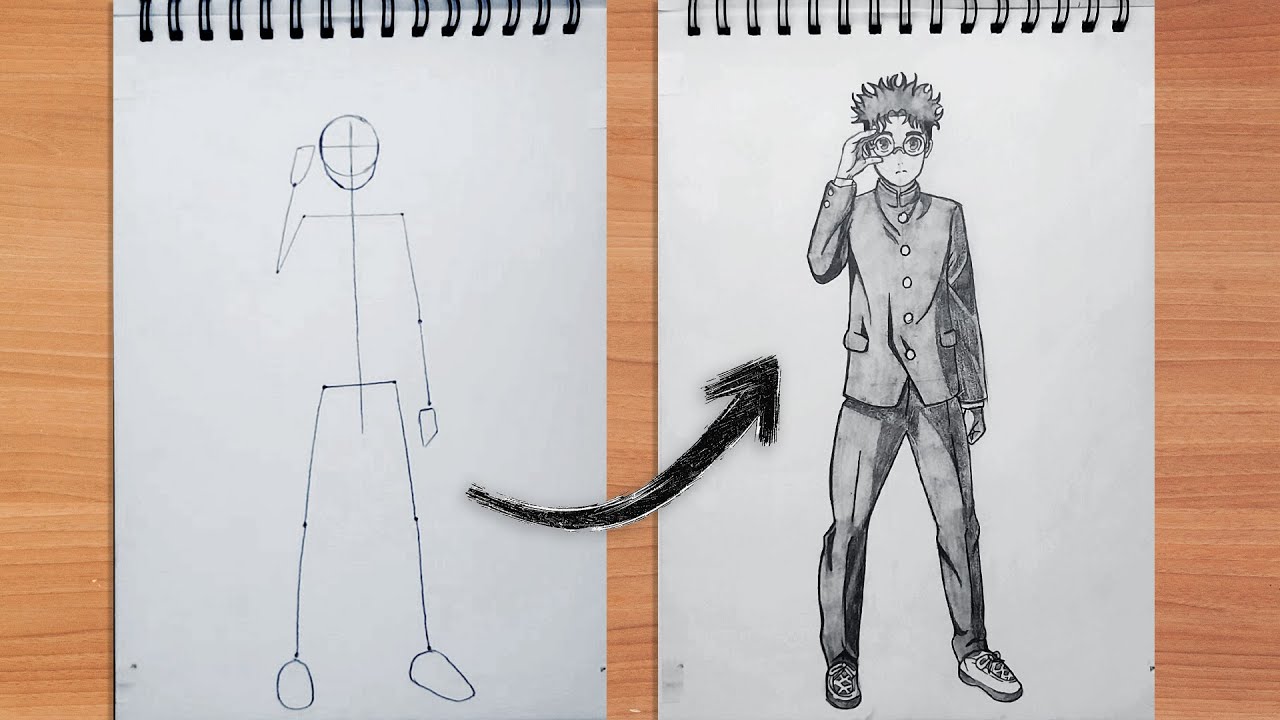 How to Draw Okarun Full Body | Step by Step drawing tutorial | Easy ...