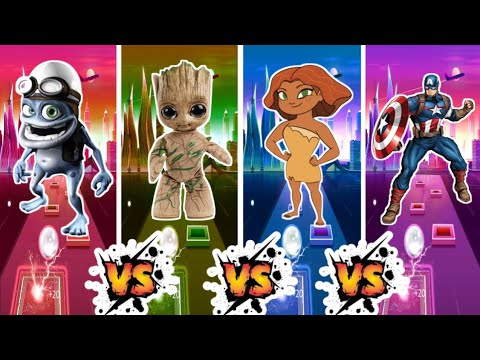 Crazy_Frog 🆚 Groot 🆚 The_Crood 🆚 Avengers.💥 WHO WILL WIN 💥 TILES HOP ...