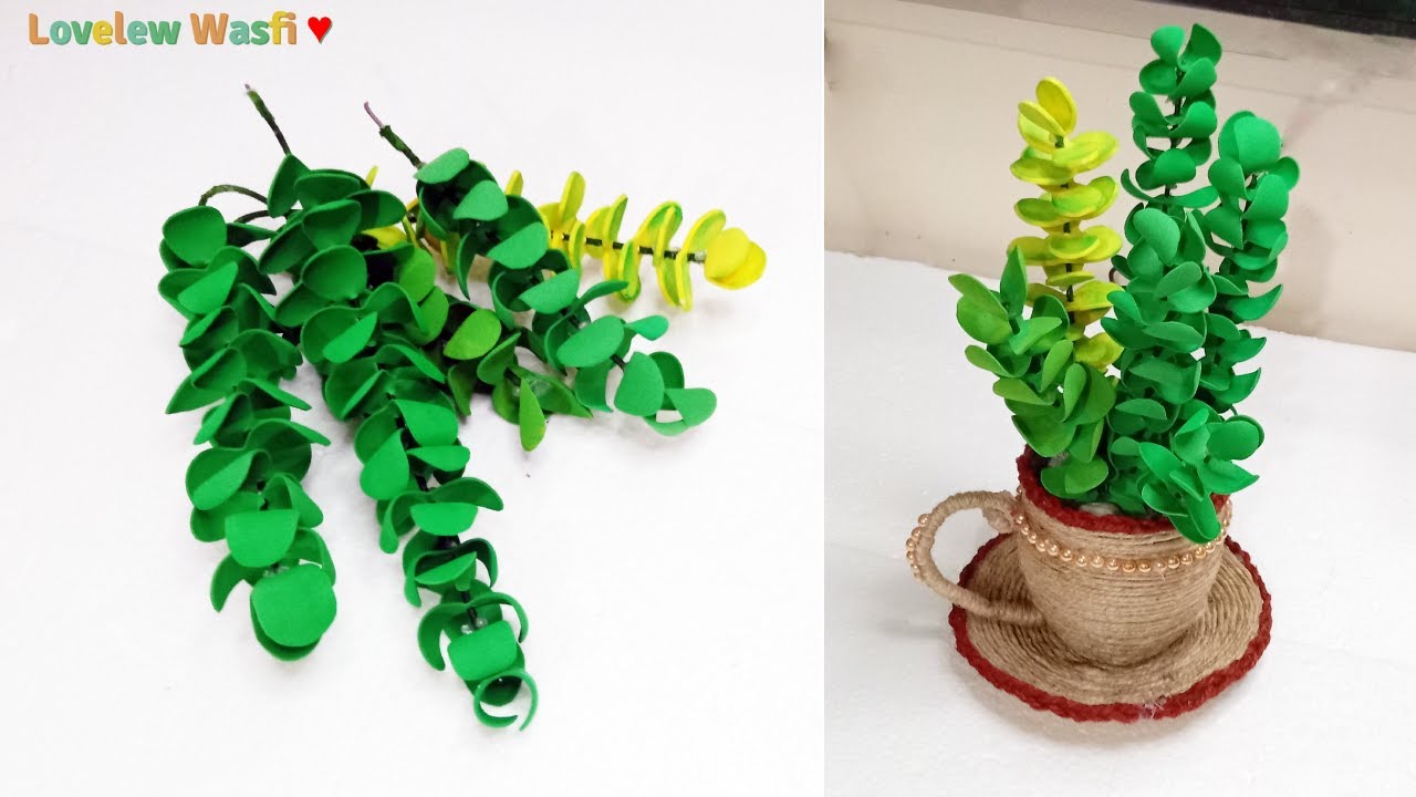 how to make foam sheet tree flower vase/diy craft foam sheet | Flower ...