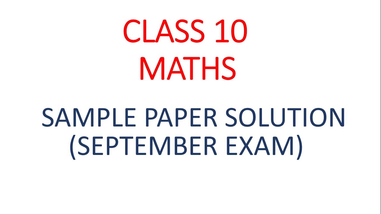 PSEB class 10th MATHS Sample paper for Sep Exam - YouTube