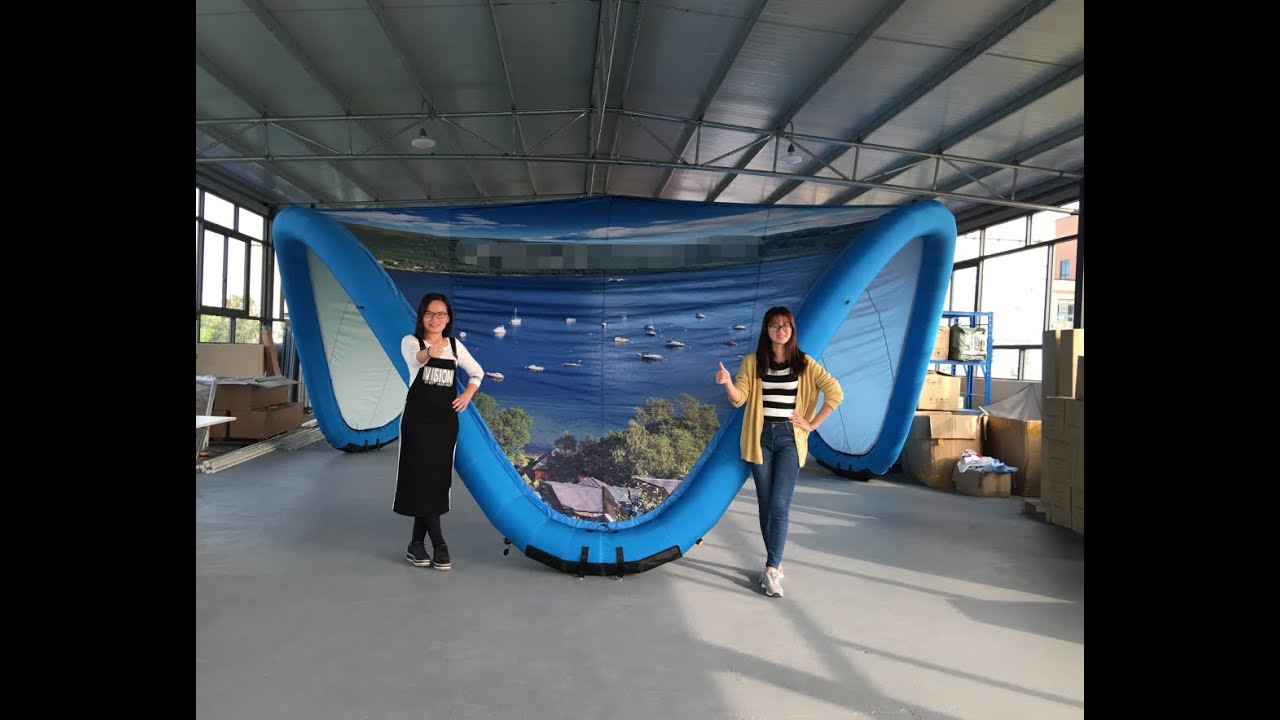 Milin Displays instruction of custom print V inflatable trade show tent ...