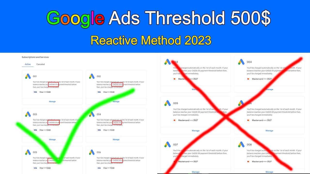 Google Ads Threshold (500$ Reactive) Method 100% Working - YouTube