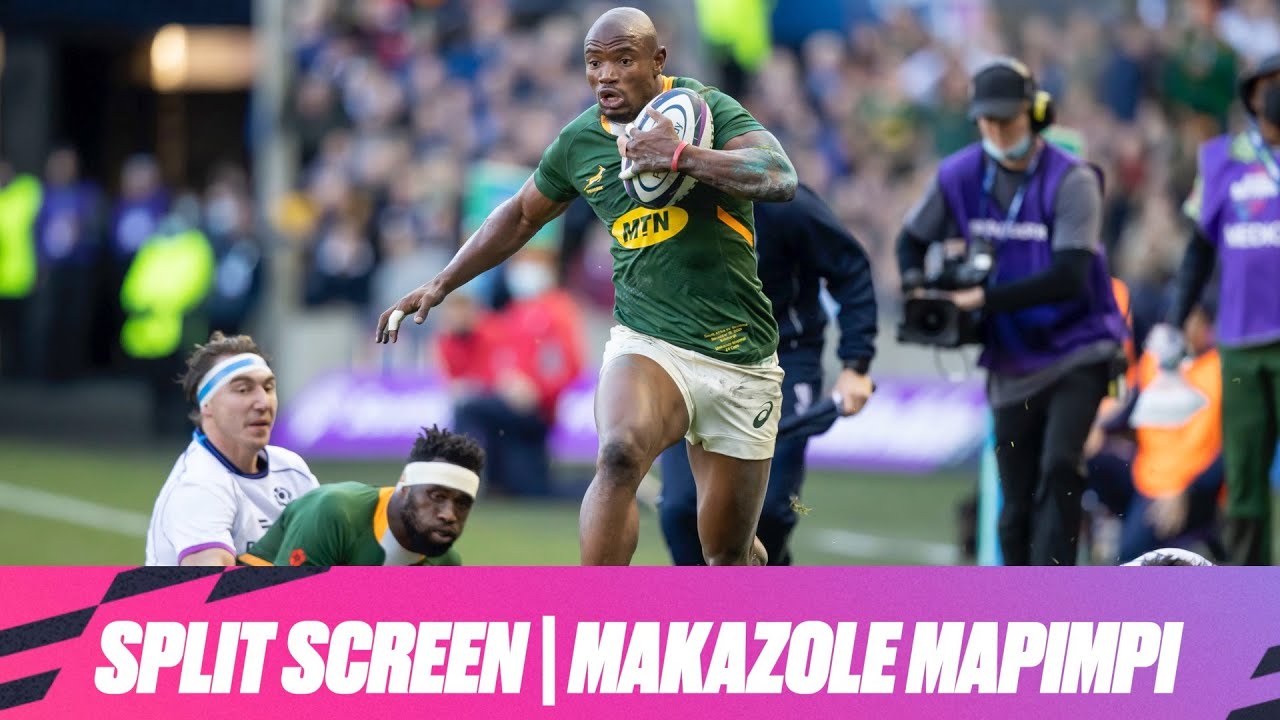 SPLIT SCREEN 🎥 | Makazole Mapimpi scores against Scotland - YouTube