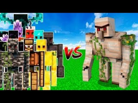 american iron golem vs extra golems and mobs - YouTube