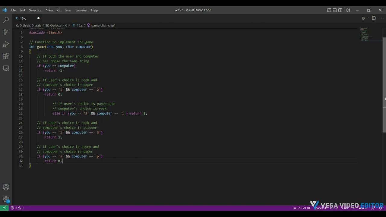 C (Programming Language) Project 15: 'Rock, Paper and Scissor' Created by Trishanth Kumar - YouTube