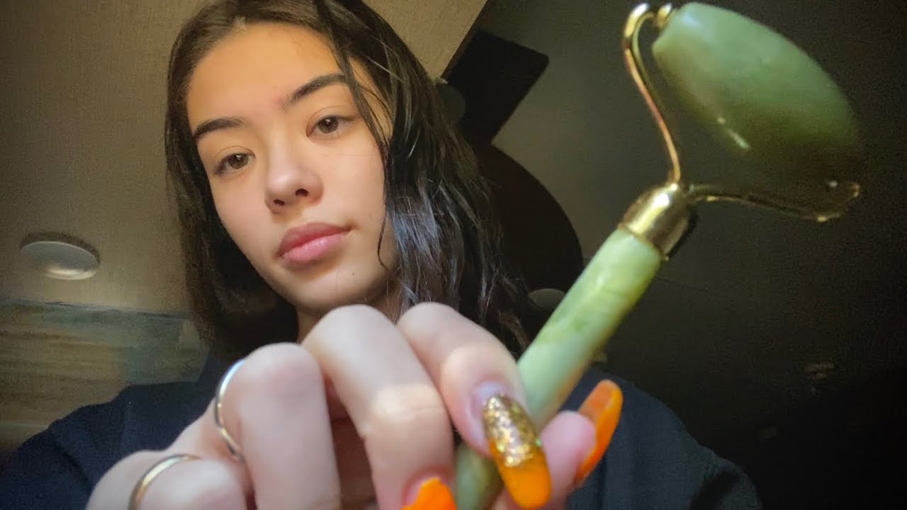 [ASMR] Relaxing Facial Massage (Jade Roller & Gua Sha) - YouTube