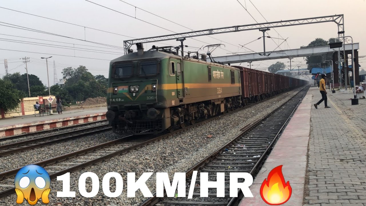 Electric Engine Pulling Freight Train In Full Speed 100km\hr | Indian ...