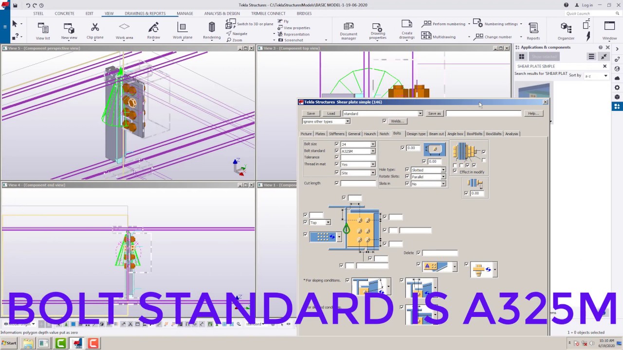 TEKLA STRUCTURE-BASIC MODEL-#8-SHEAR PLATE SIMPLE - YouTube