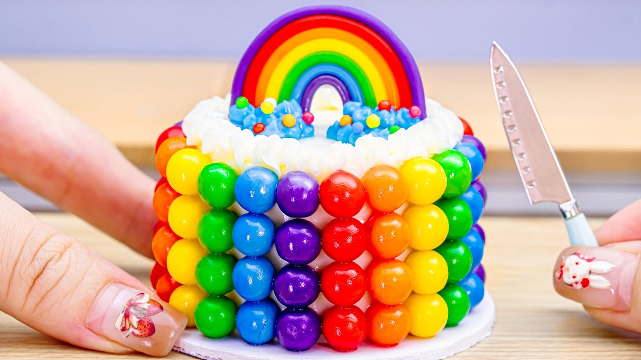 How to Make Beautiful Miniature Colorful Cake 🌈 Tasty Miniature Rainbow ...