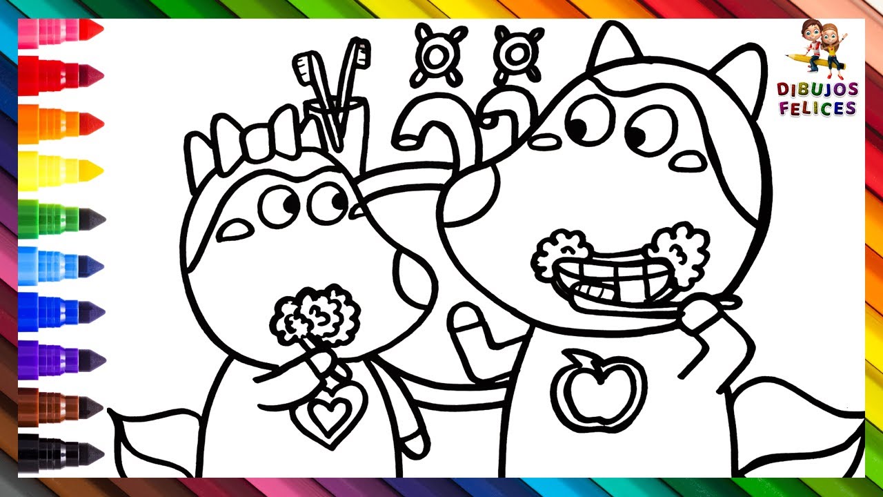 Dibuja y Colorea A Wolfoo Y Lucy Cepillandose Los Dientes 🐺🦷🪥🫧🐺🎀🌈 ...