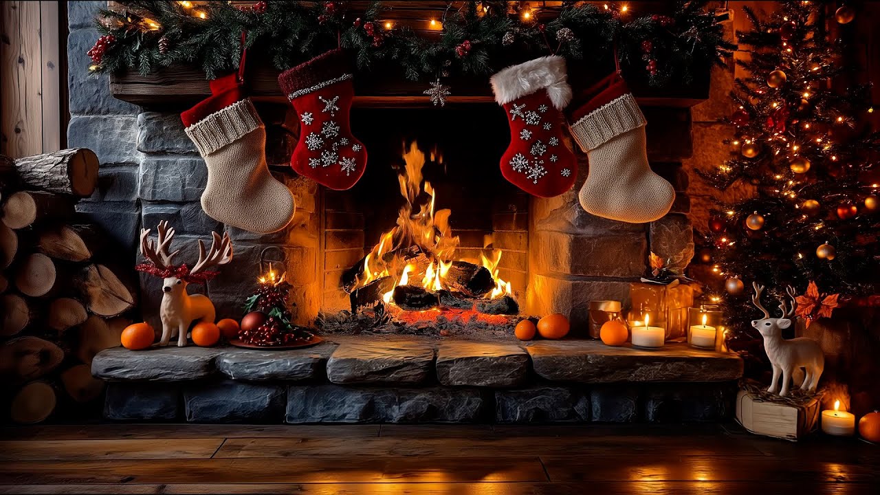 Magical Fireplace in December | Relaxing Jazz Piano and Fireplace ...