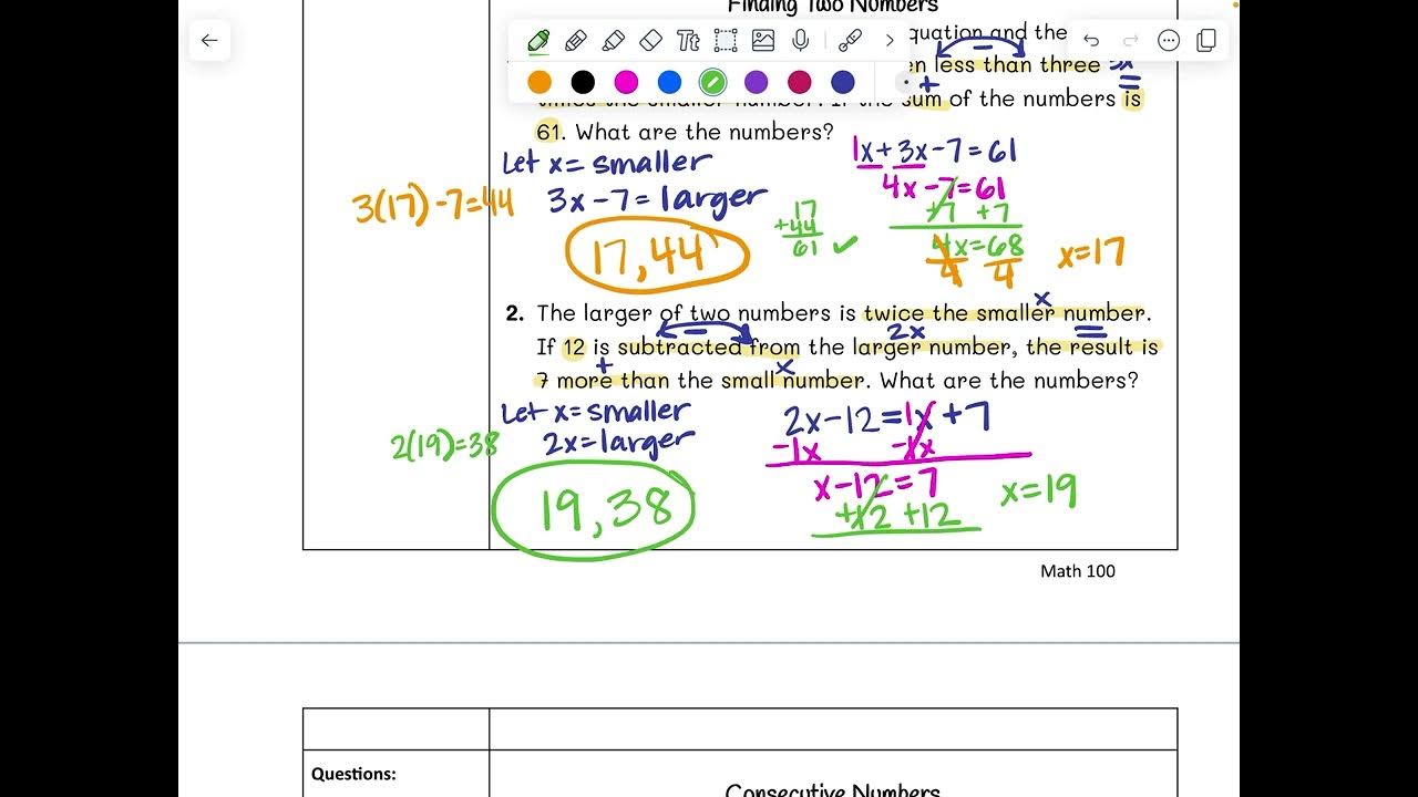1.2 D Multi-Step Equations: Writing & Solving Missing Quantities ...