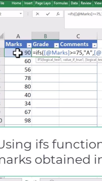 Ifs Function in Microsoft Excel, full video on the channel - YouTube