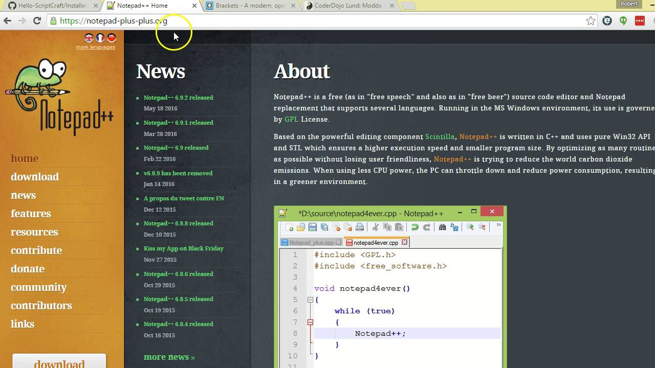 Kom igång med ScriptCraft. Installera texteditor - YouTube