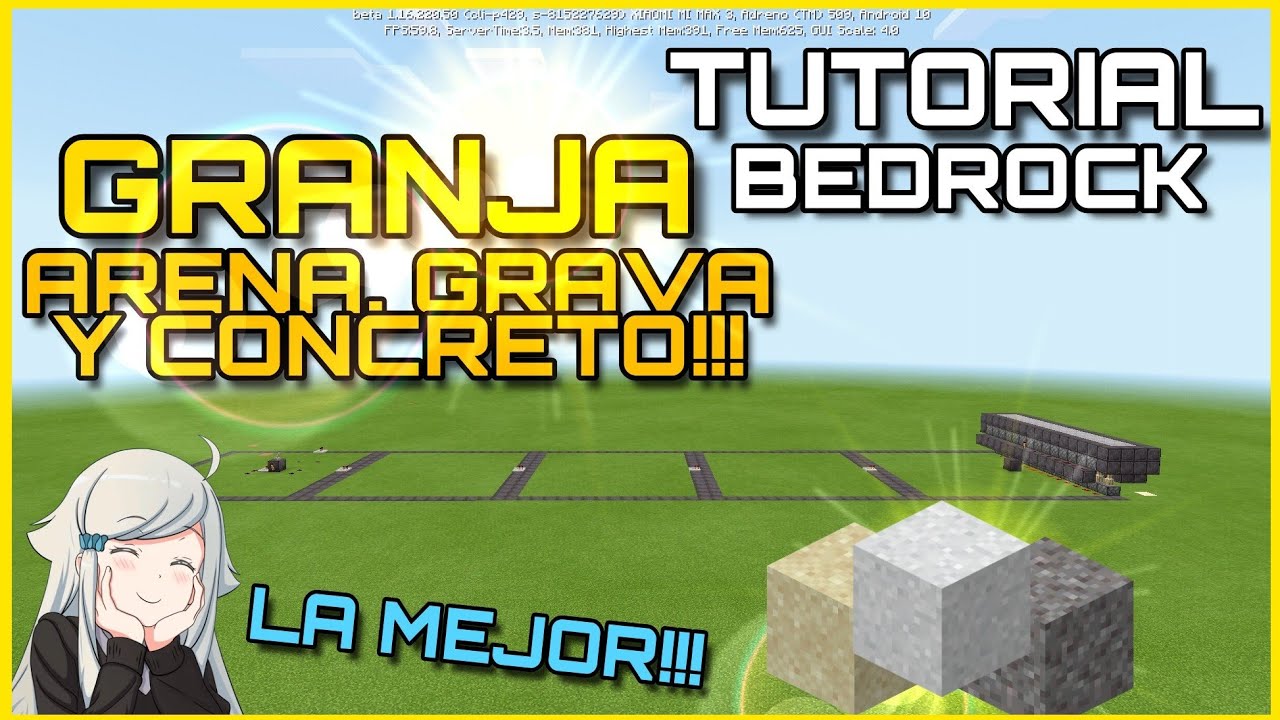 TUTORIAL "GRANJA DE CONCRETO, ARENA Y GRAVA!!!" Minecraft Bedrock, W10 ...