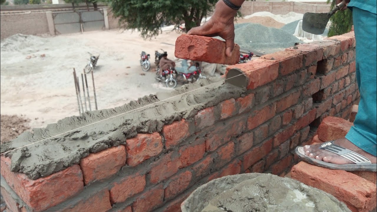 House construction Constructing a full-brick 9" wall - YouTube