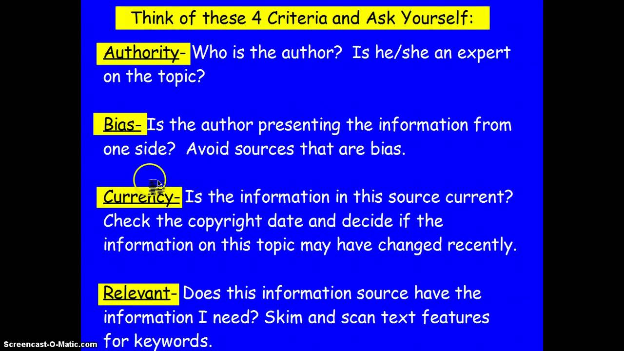 Evaluating Information Resources - YouTube