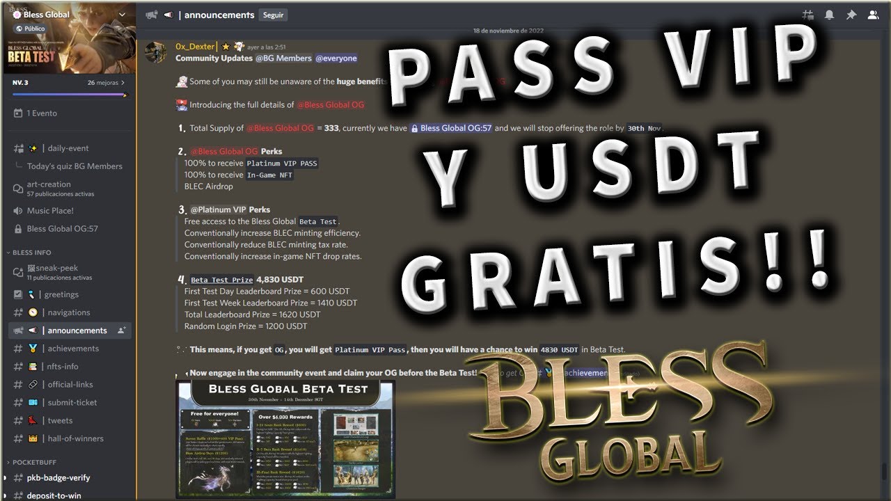 BLESS GLOBAL VIP PASS Y USDT GRATIS!! | PROYECTO/ORGANIZACÓN DOMINIO BLESS GLOBAL!! - YouTube