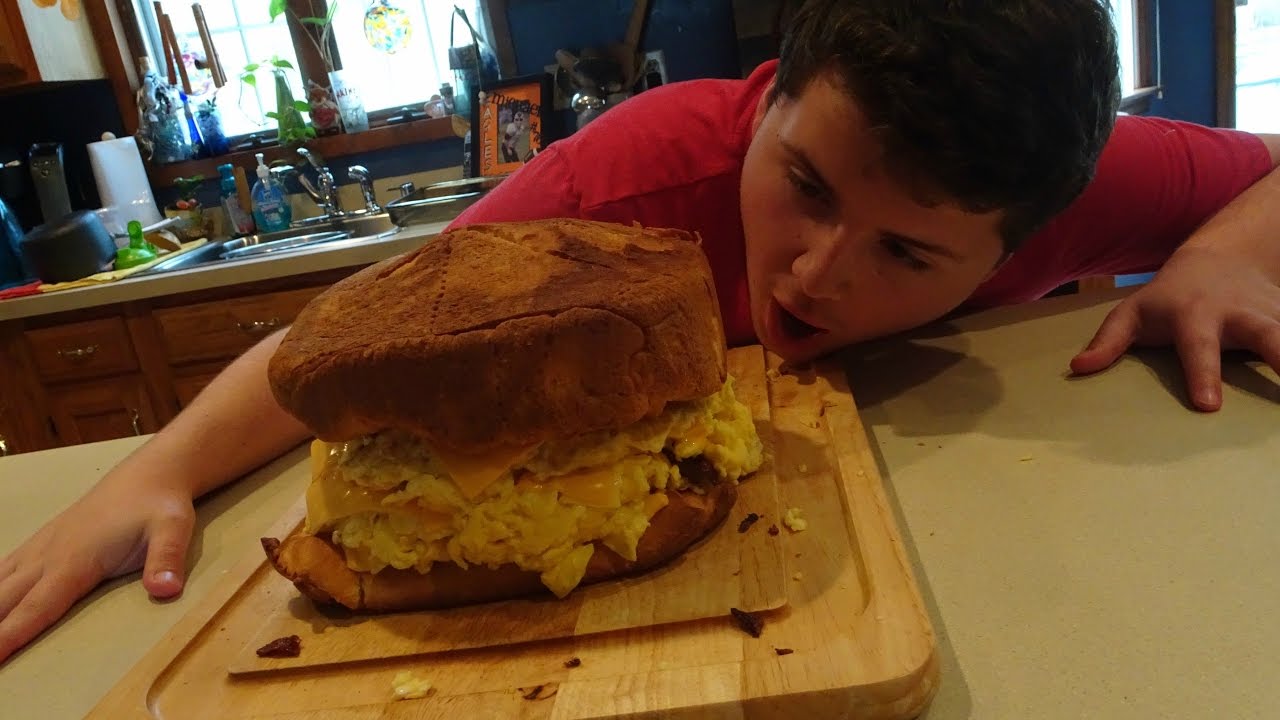 DIY Giant Breakfast Sandwich!!!! - YouTube