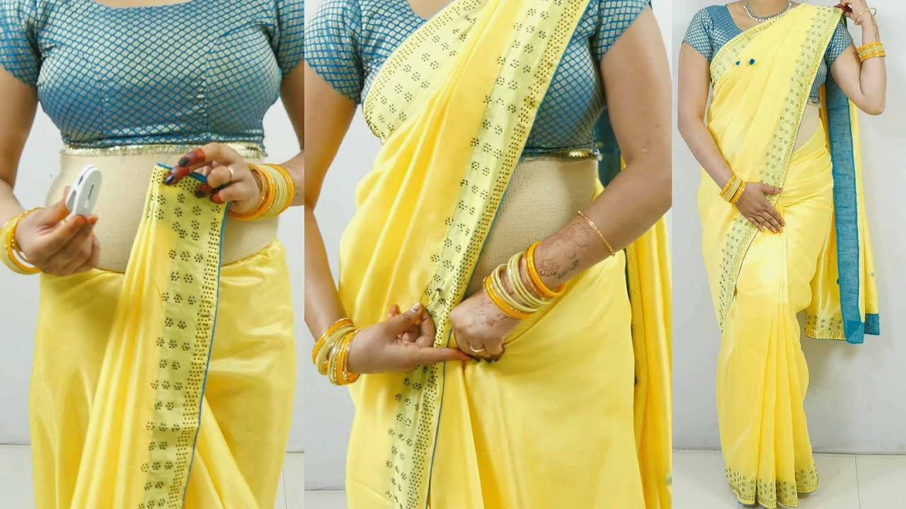 Easy step by step saree draping tutorial with perfect pleats for ...