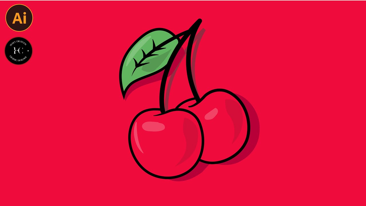 Adobe Illustrator CC Tutorial - How to Draw Flat Vector cherry - YouTube