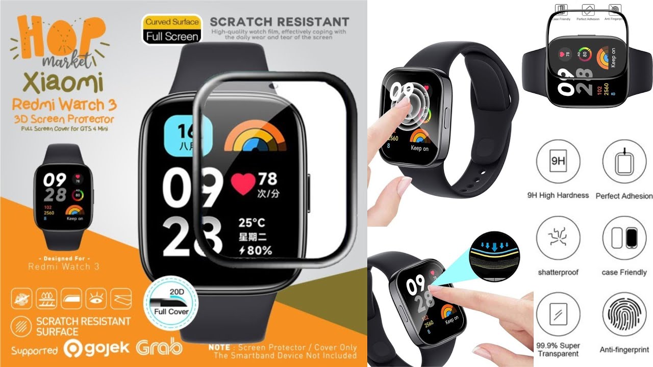 HOP Anti Gores 3D Curved Full Cover for Redmi Watch 3 Screen Protector ...