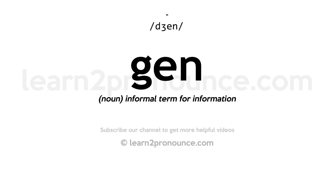 🗣️ How to Pronounce "Gen" in English | Meaning & Audio Example 💡 - YouTube