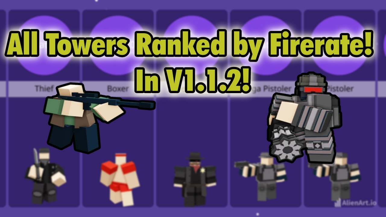 Master Tower Defense All Towers Ranked By Firerate! (V1.1.2) - YouTube