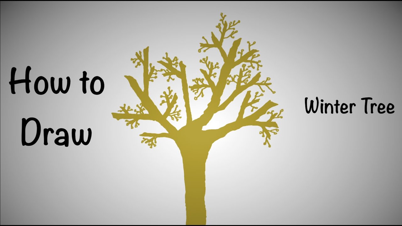 🔴 How to Draw a Winter Tree With Branches, Without Leaves for Beginners ...