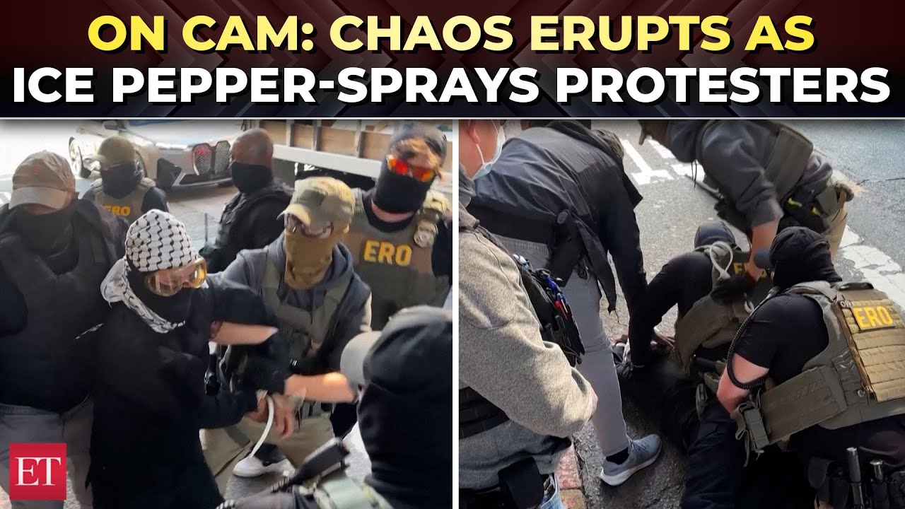 ICE pepper-sprays protesters as demonstrators clash with federal ...