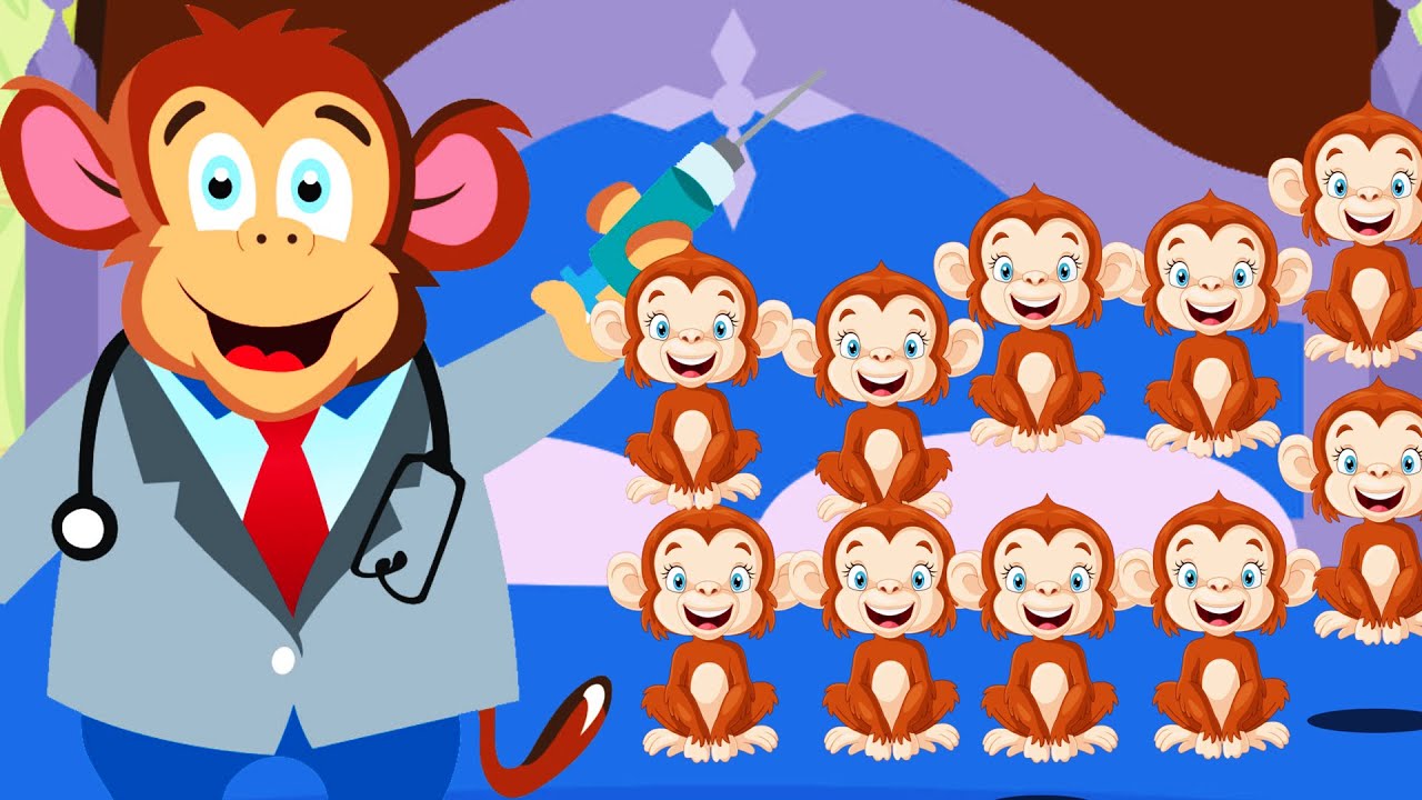 Ten Little Monkeys Jumping on the Bed | Counting Song for Kids ...